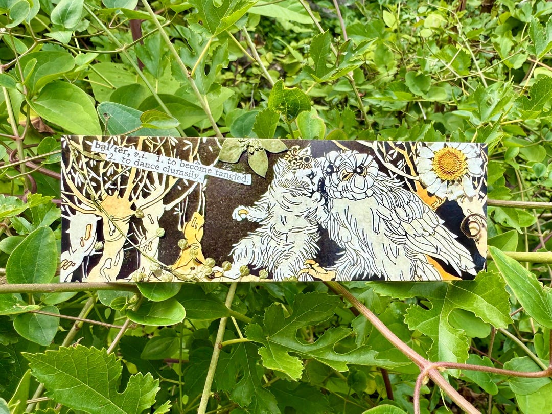 Balter Definition Bookmark - Dancing Woodland Cat & Owl - Original ...