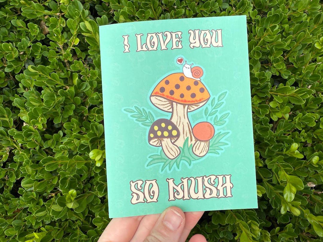 I Love You so Mush Mushroom Card (blank Inside) - Etsy