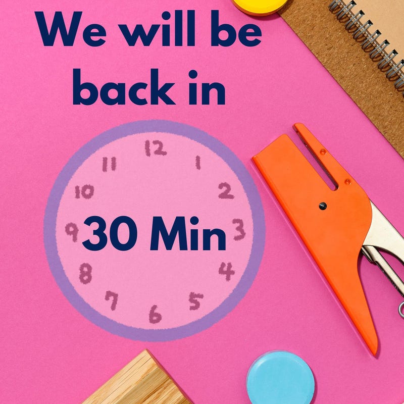Back in Minutes Sign - Etsy