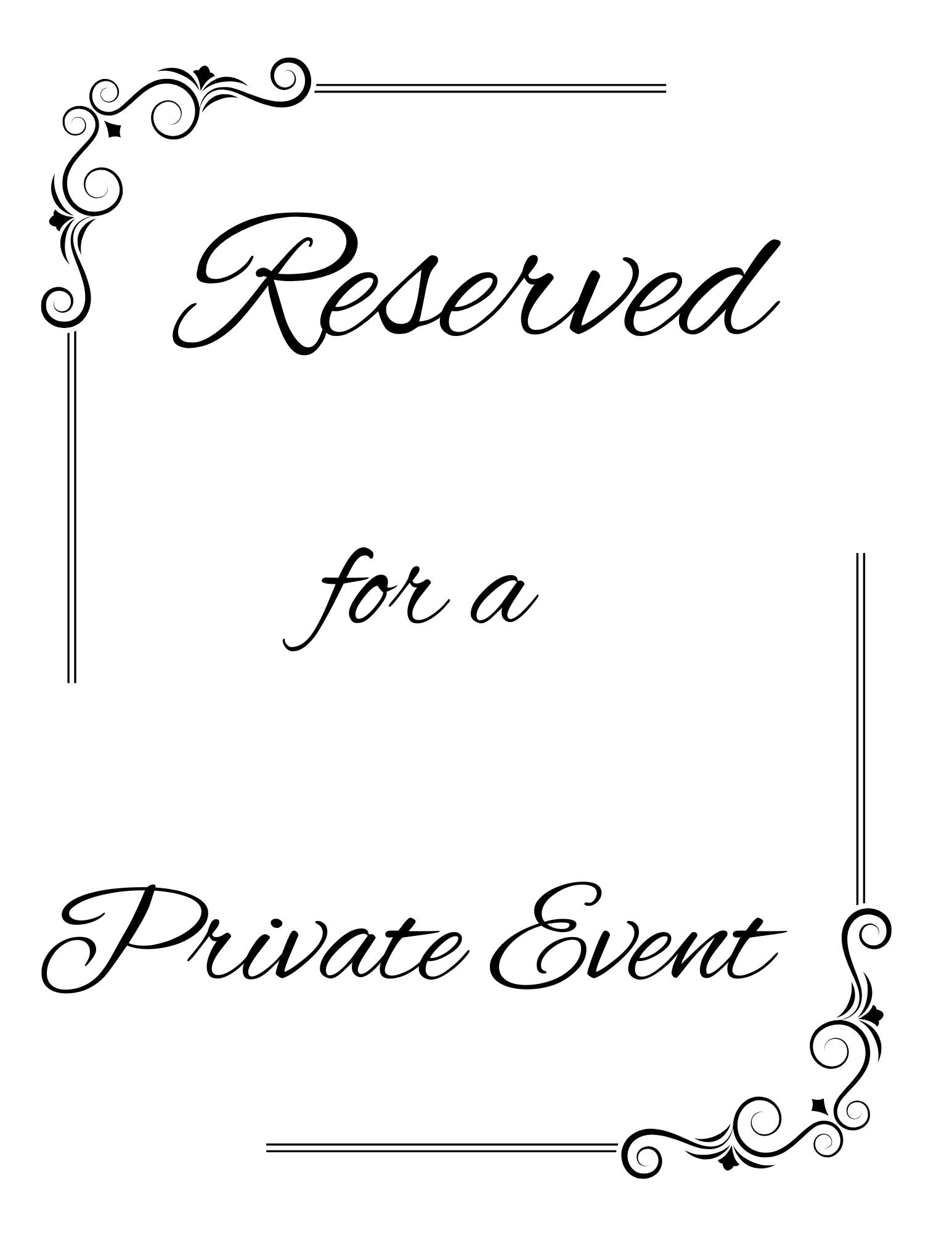 Reserved for a Private Event - Printable Sign - Etsy