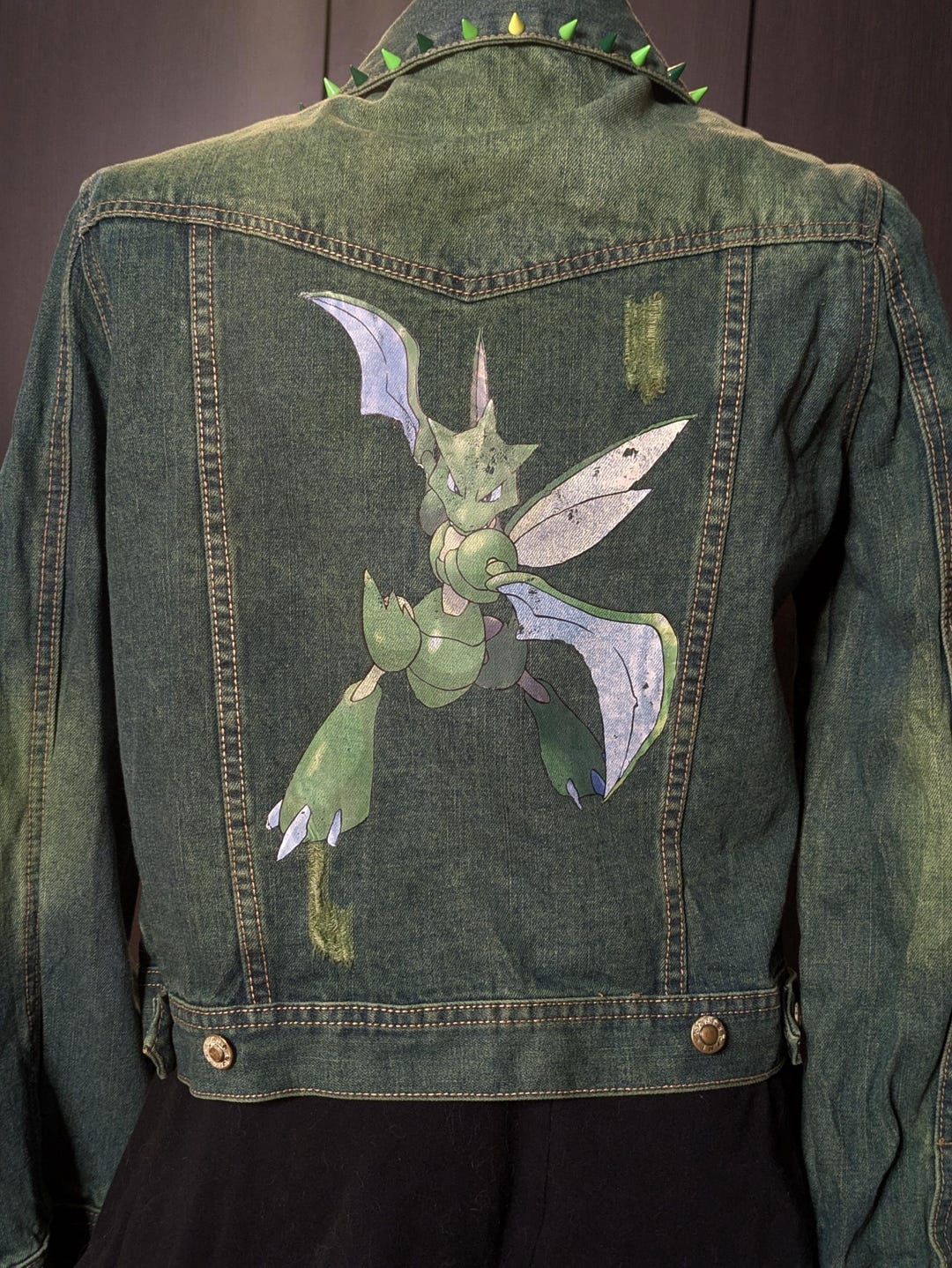 Pokemon Denim Upcycled Jacket Scyther - Etsy