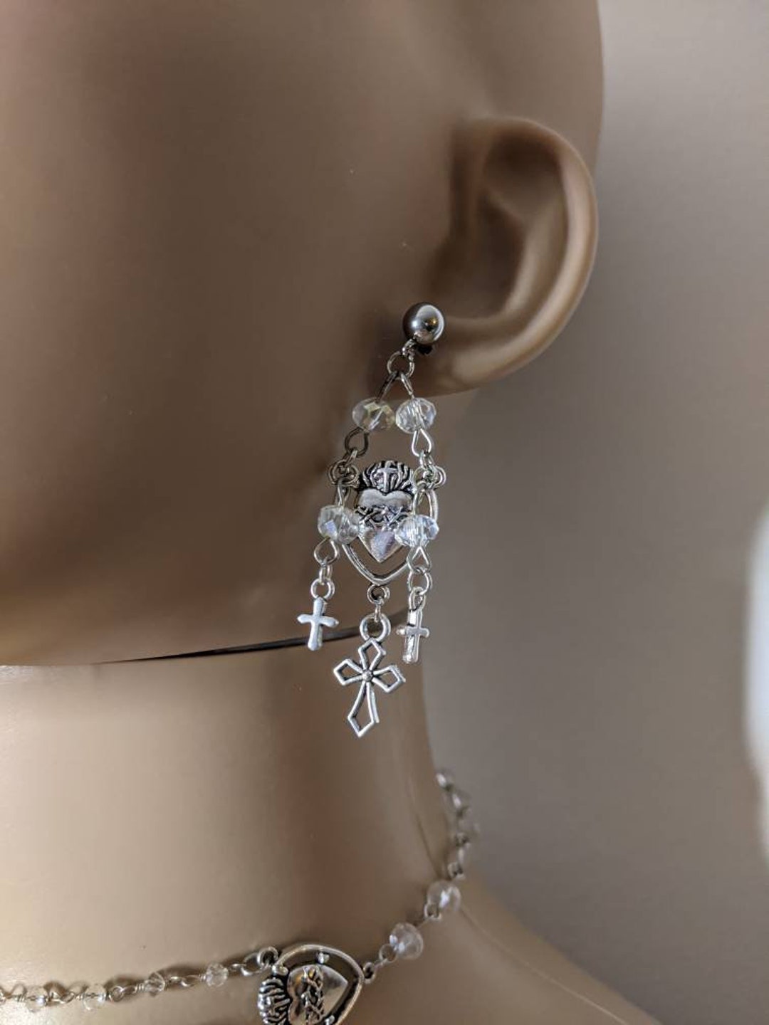 JESUS LOVE Gothic Earrings Cross Religious Jesus Clear - Etsy