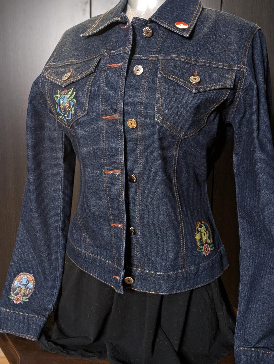Pokemon Denim Upcycled Jacket Traditional - Etsy
