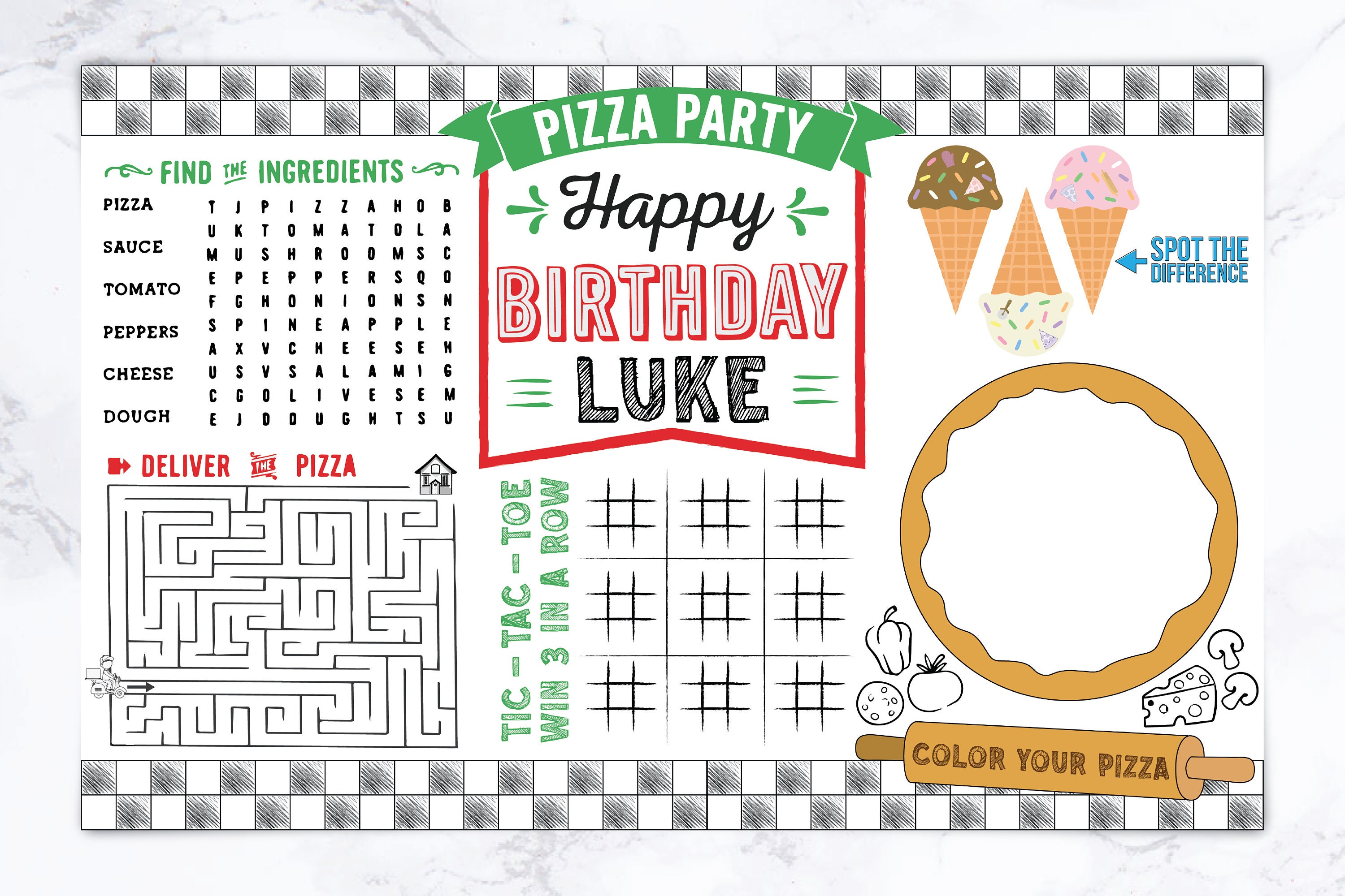 Pizza Party Placemat, Coloring Sheet - Etsy