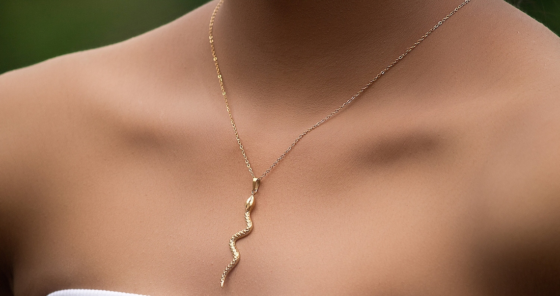18k Gold Filled Snake Necklace Serpent Necklace Snake - Etsy