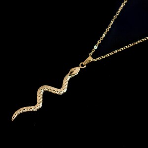 18K Gold-filled Snake Necklace | Serpent Necklace | Snake Charm ...