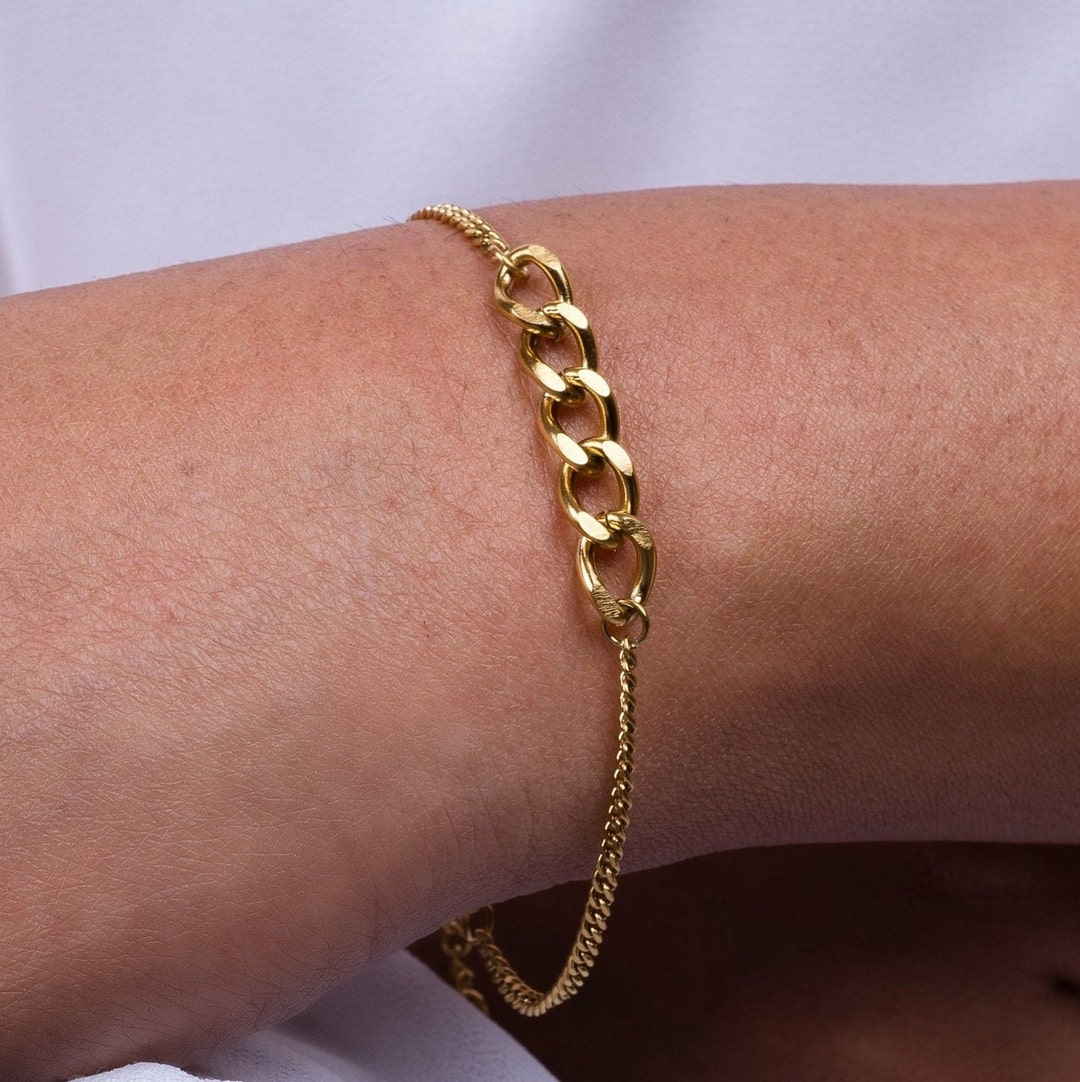Gold Filled Link Chain Bracelet Dainty Link Bracelet Curb Link Bracelet ...