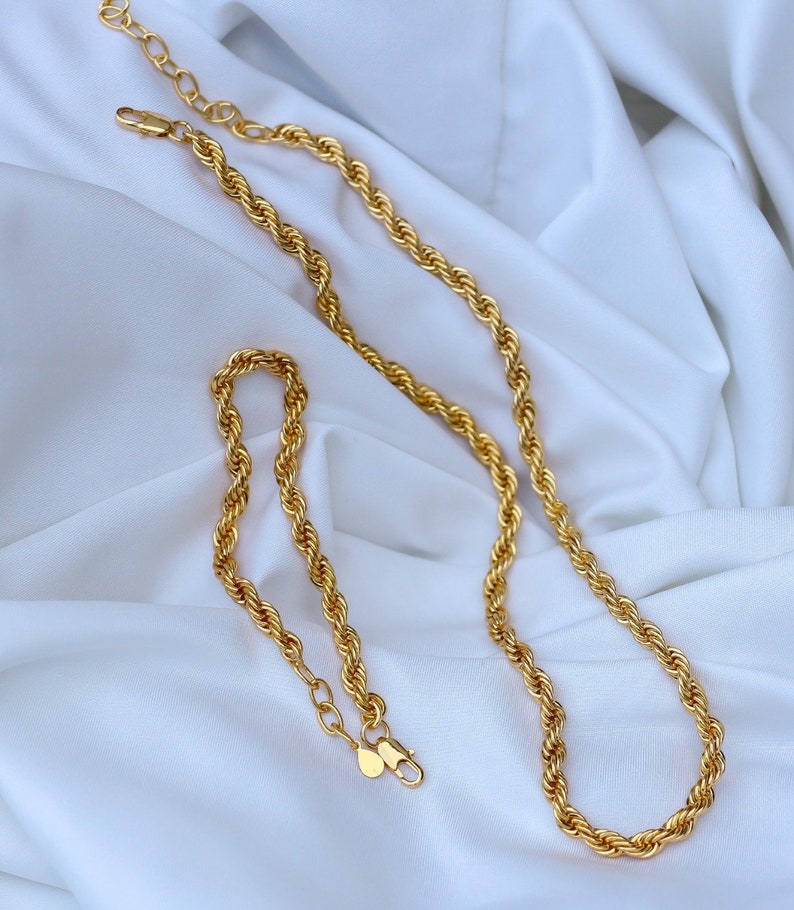 18k Gold Filled Twisted Rope Chain Necklace Twisted Rope | Etsy