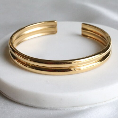 Double Ball Bracelet Ball End Bangle 18k Gold Filled Open - Etsy