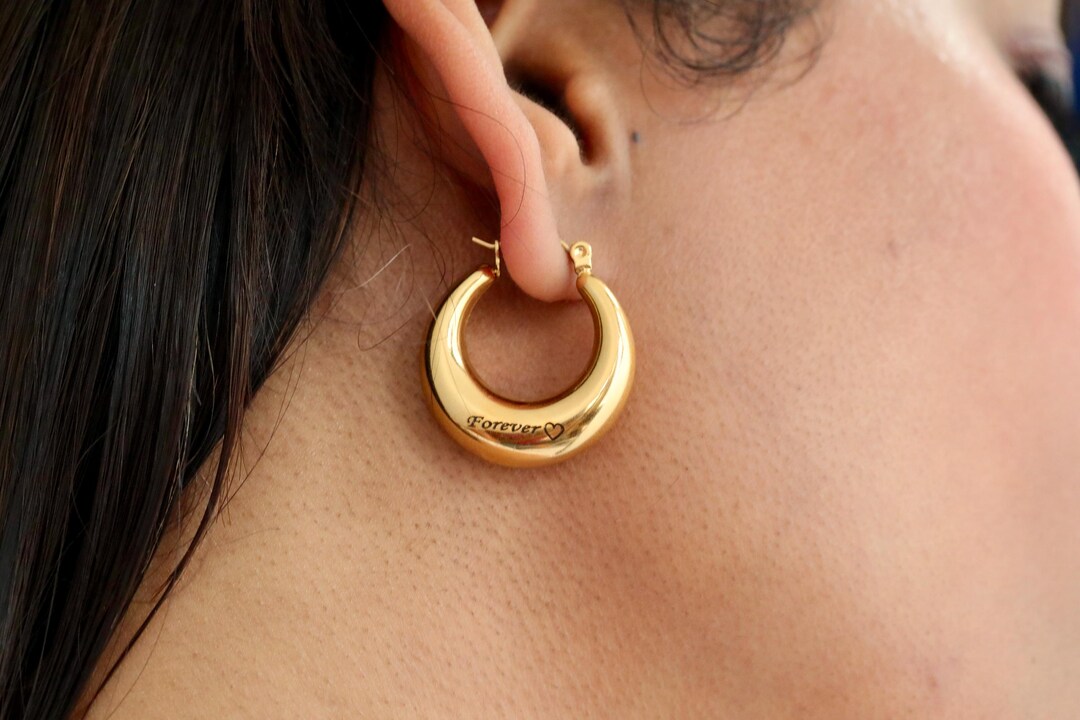 Personalized 18K Gold Hoop Earrings - Gold Large Name Earrings - Mother ...
