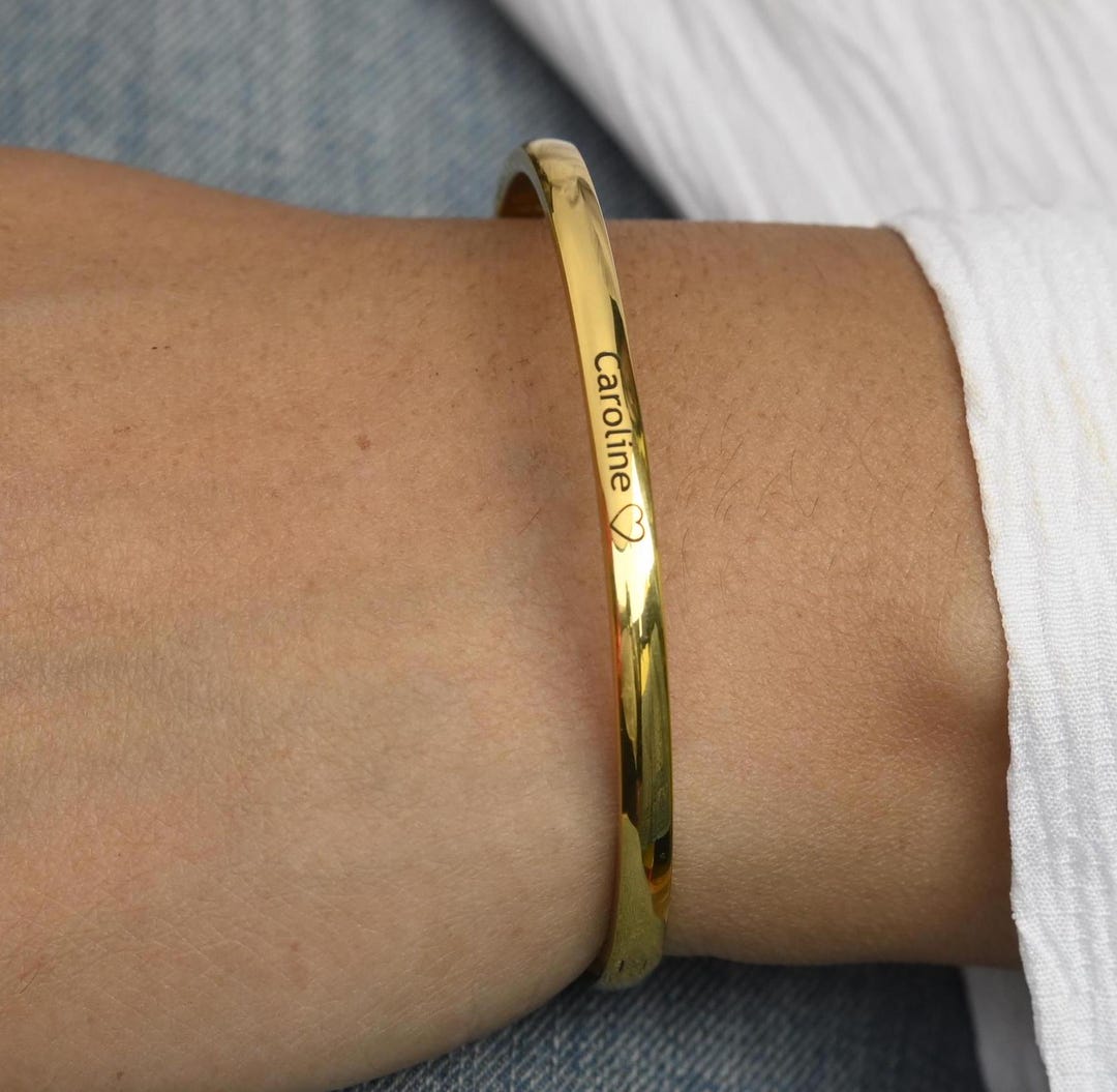 18K Gold-filled Personalized Name Bracelet - Customized Engraved ...