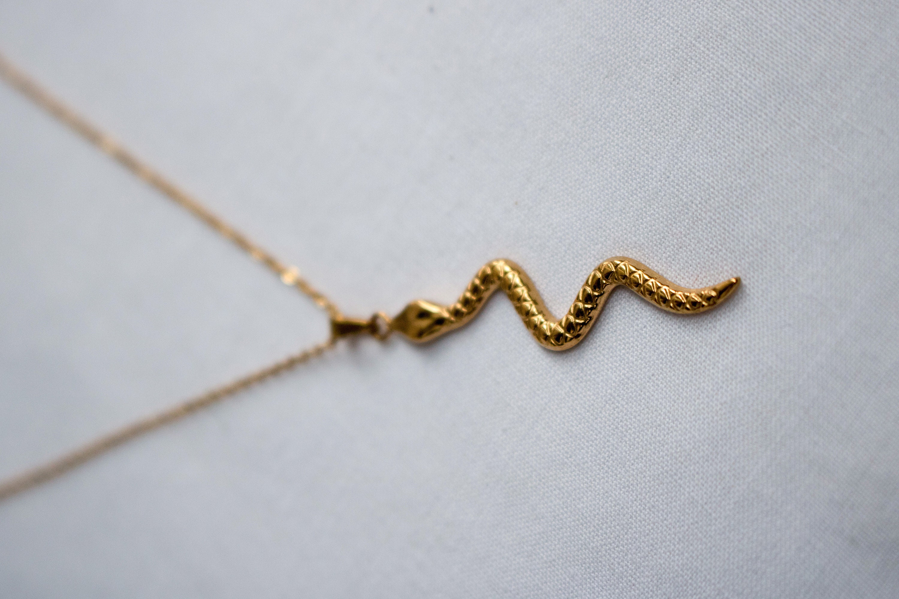 18k Gold Filled Snake Necklace Serpent Necklace Snake | Etsy