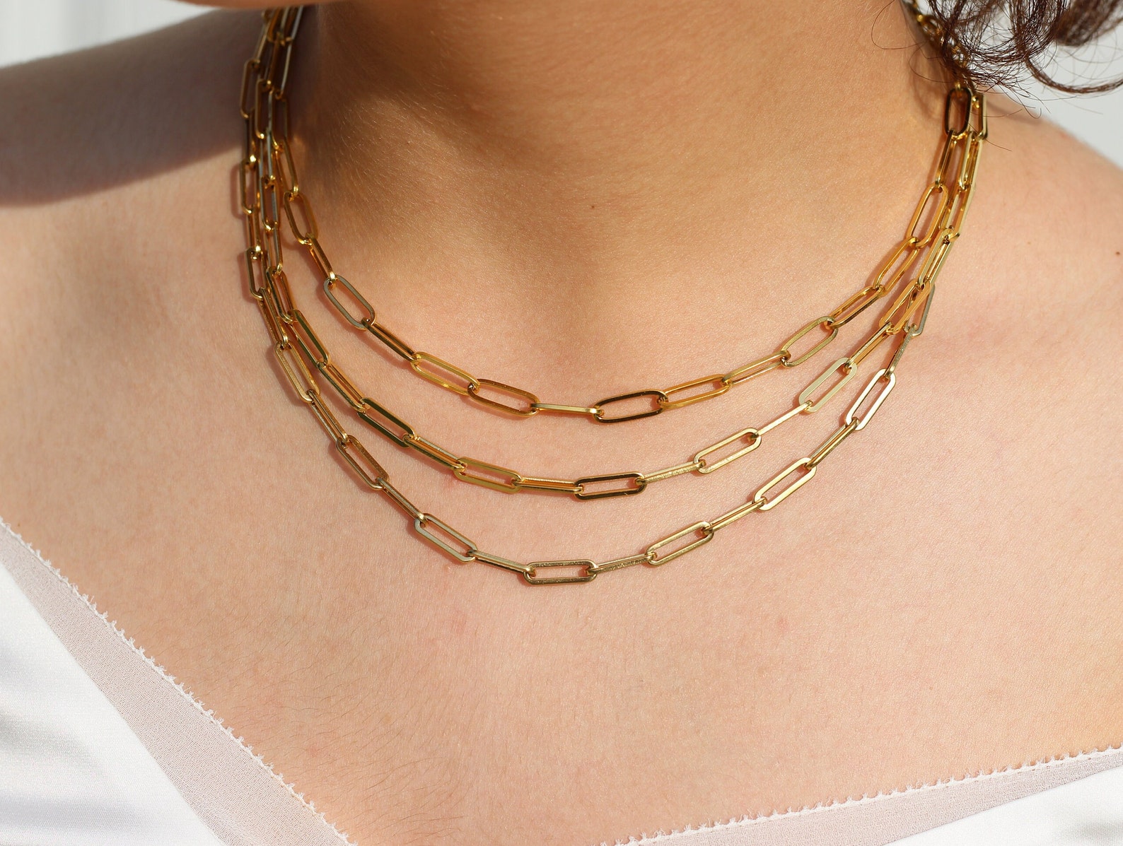14K Gold Filled Link Chain Necklace Gold Paperclip Chain - Etsy