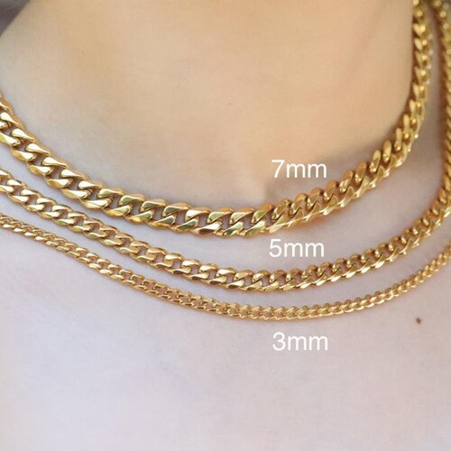 18K Gold Filled Cuban Link Chain Necklace WATERPROOF Chains - Etsy