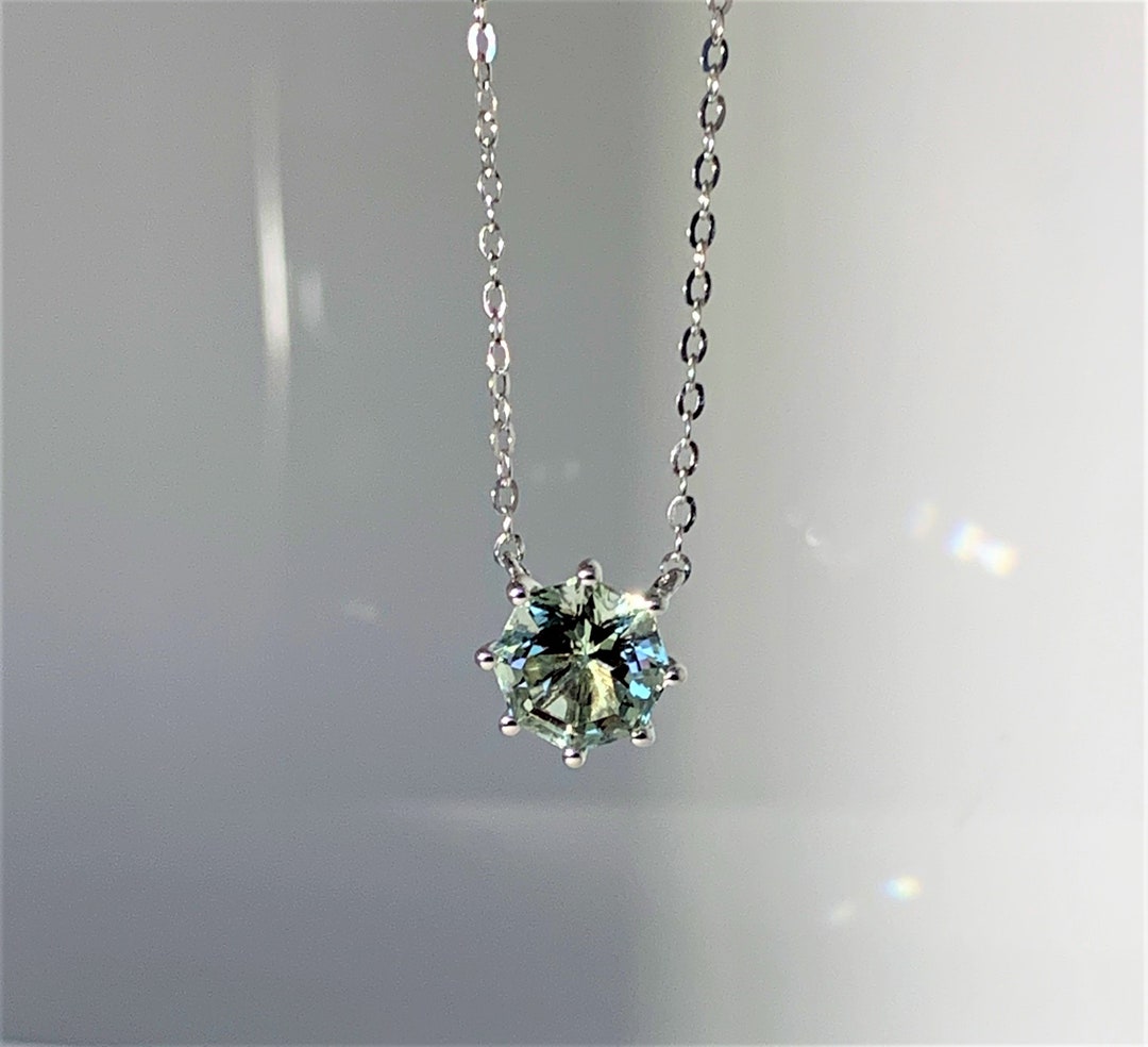 2.25 Ct. Prasiolite FARA Gem Solitaire Necklace on 18 Inch Chain ...