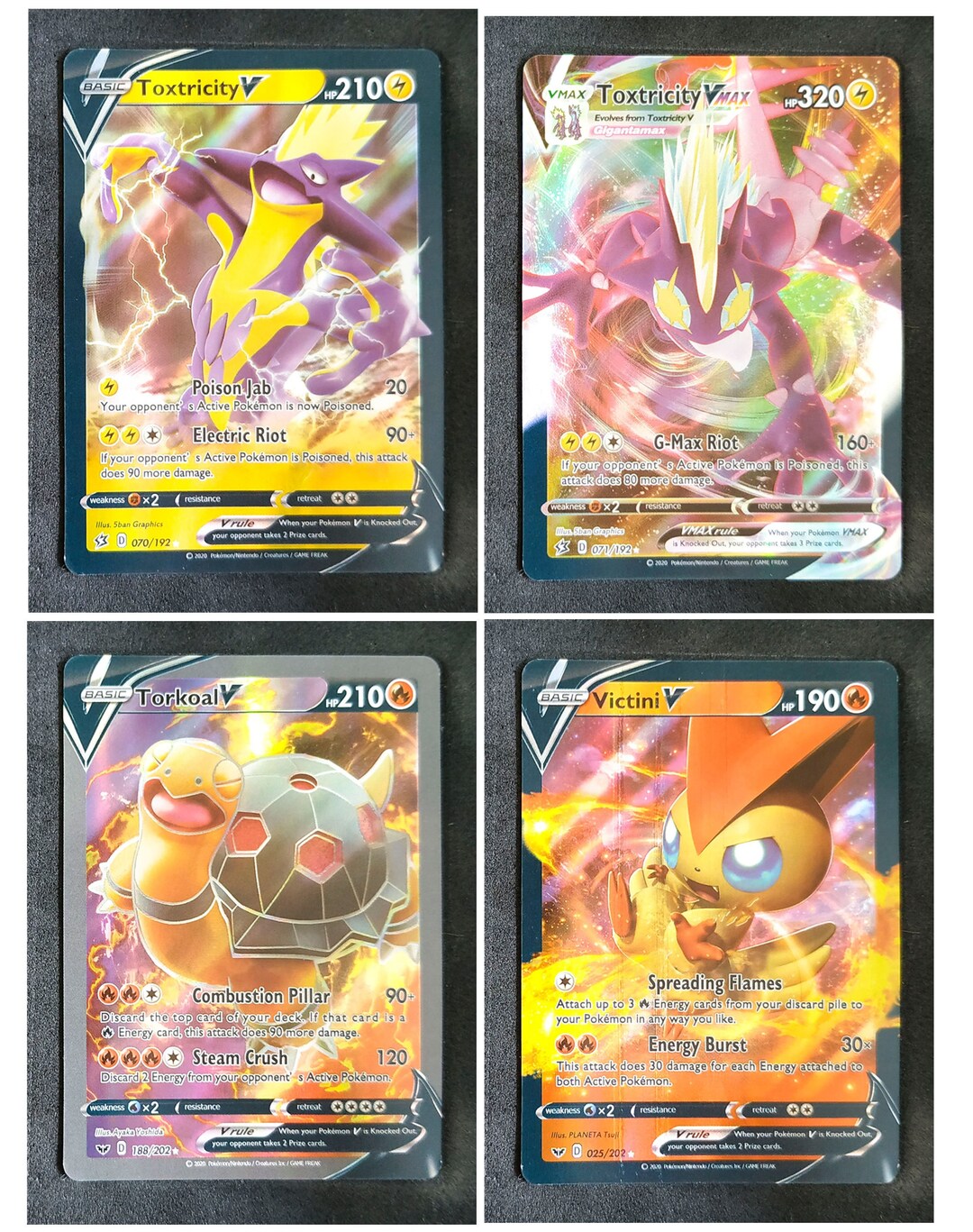 Victini Torkoal Toxtricity Set of 4 Cards V V Max Cards - Etsy