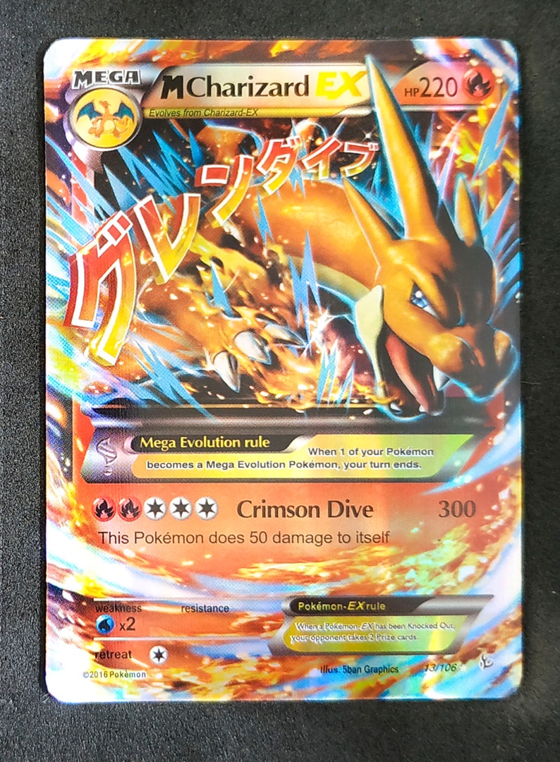 Charizard 13/106 Mega EX Card (paper Card) With Charizard 69/106 Custom ...