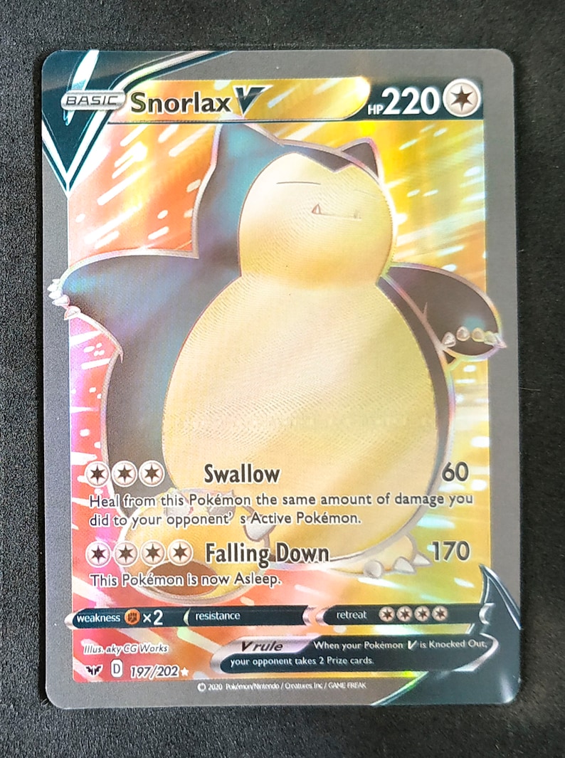 Snorlax Set of 3 Cards V V Max Cards Custom Card Set - Etsy