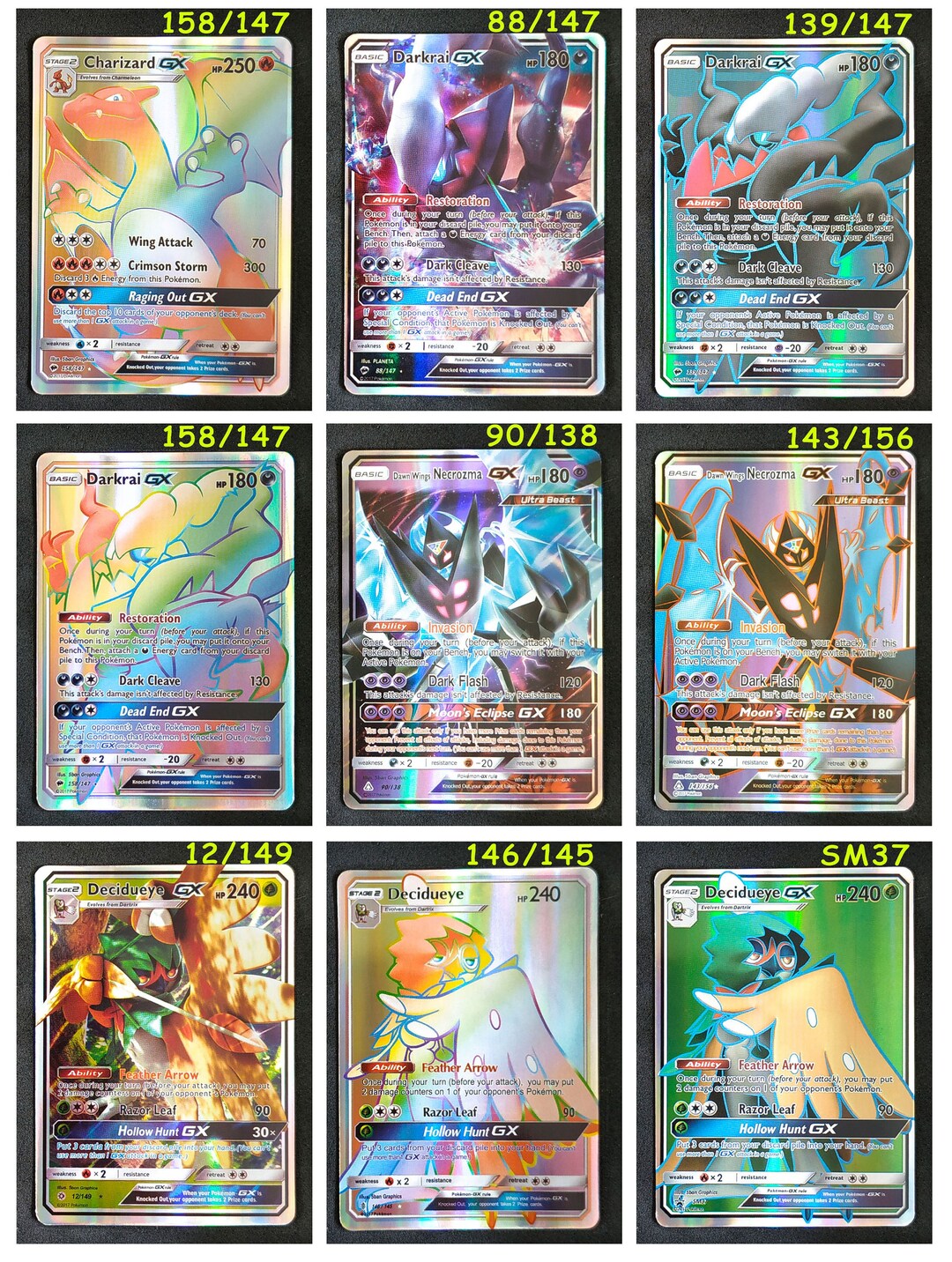 Charizard, Darkrai, Dawn Wing Necrozma, Decidueye - Single Card (paper ...