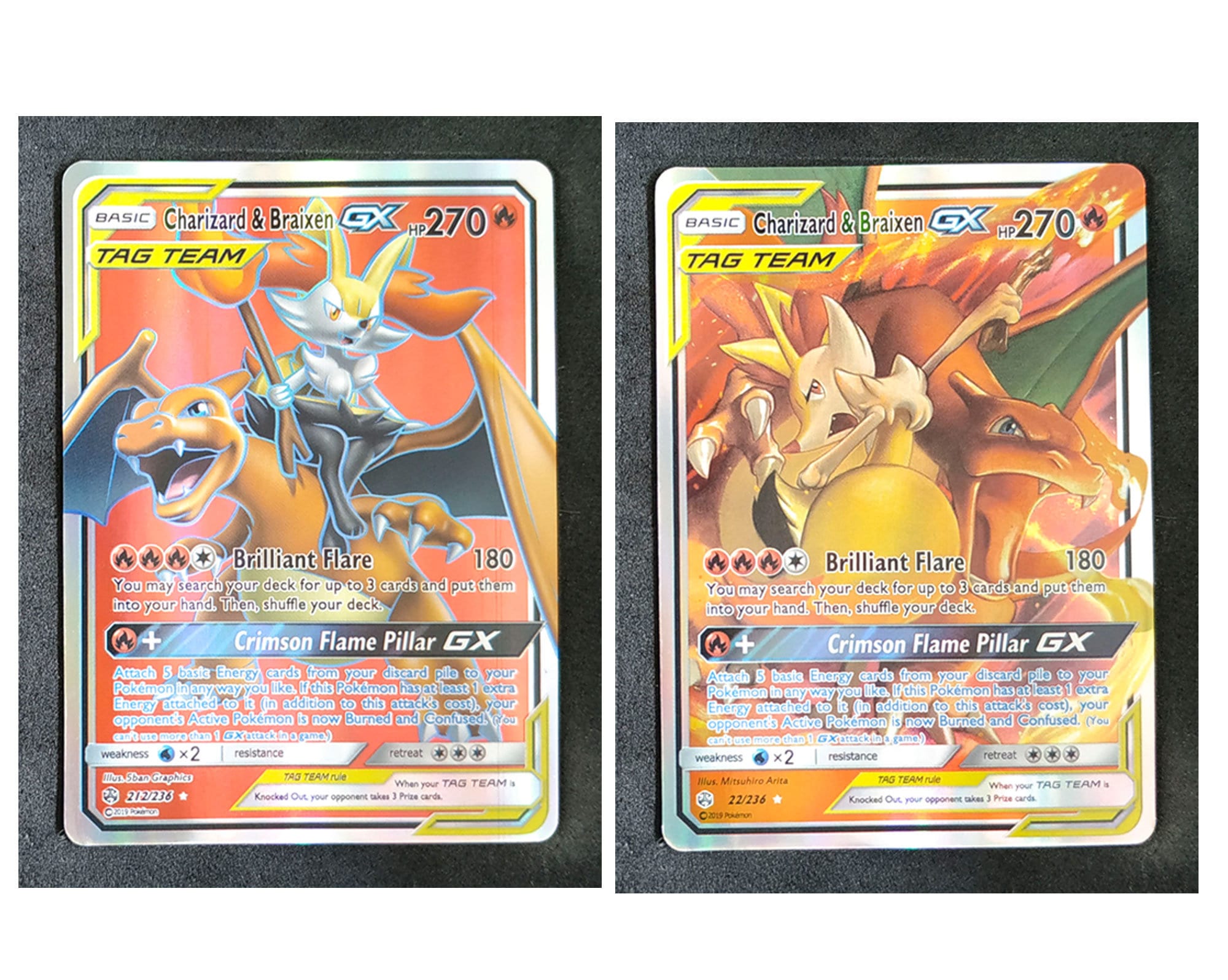 Charizard Braixen Set of 5 Cards - Tag Team Card, Mega EX Card, EX ...