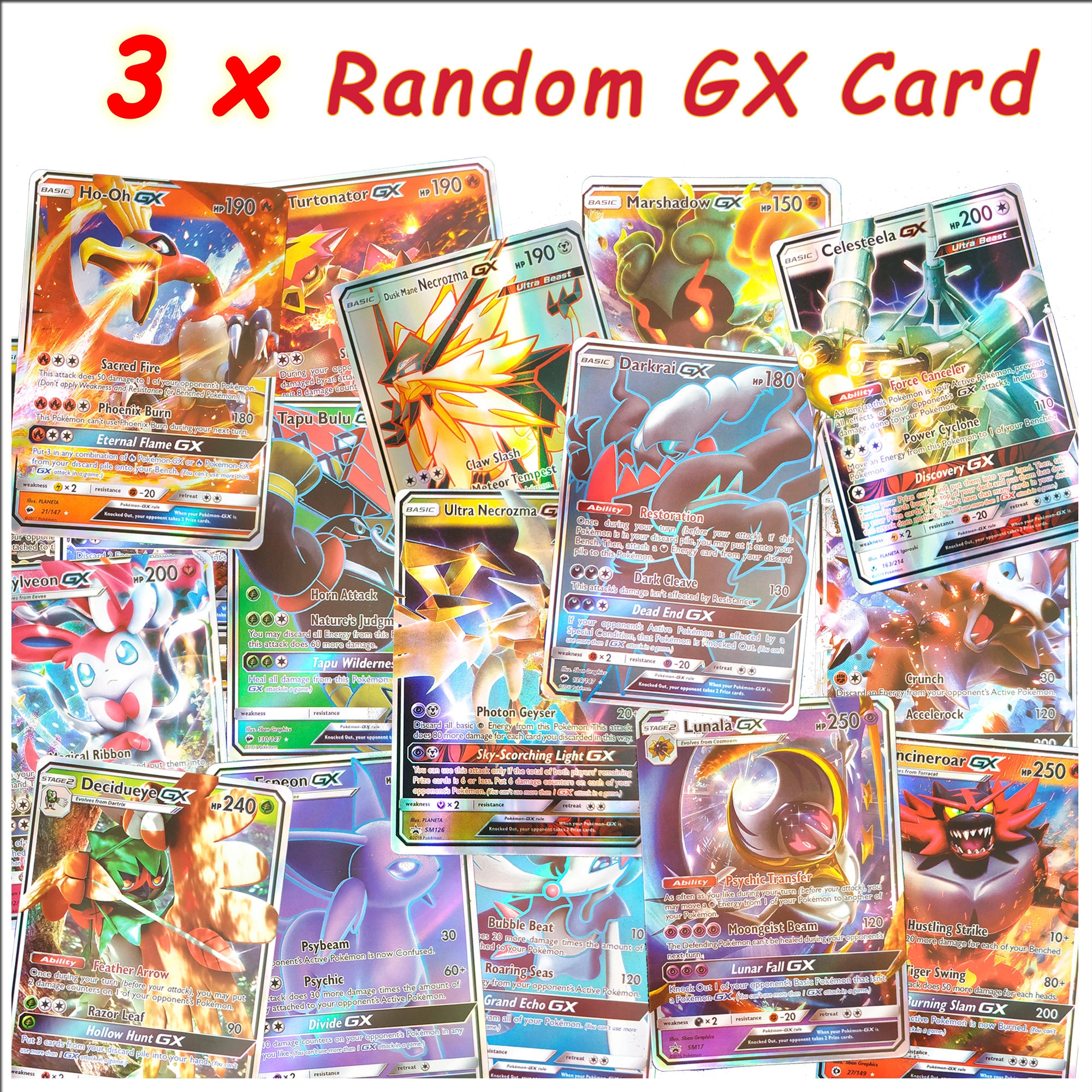 Pokemon Card Custom Random Set of 12 Cards GX Mega Ex, Ex, V Free ...