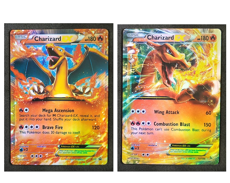 Charizard Braixen Set of 5 Cards - Tag Team Card, Mega EX Card, EX ...