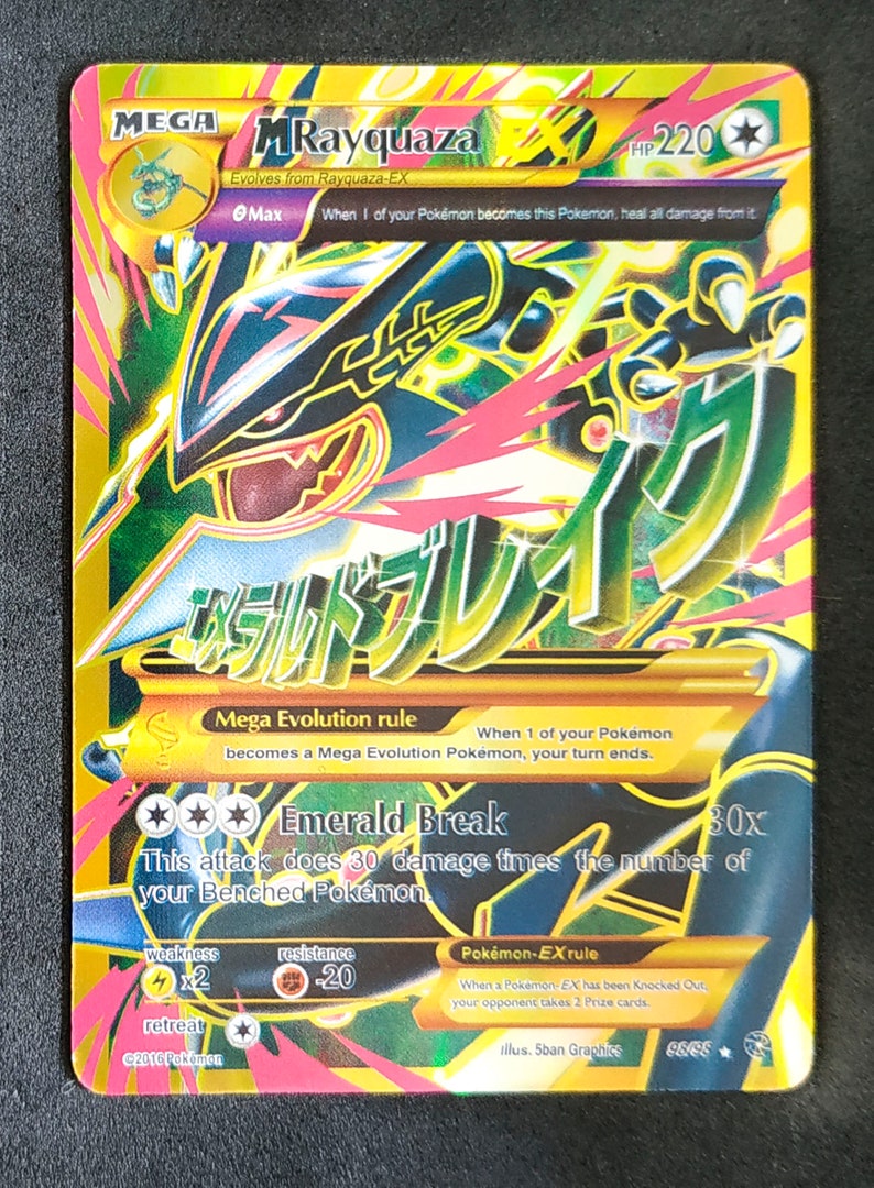 Rayquaza Mega EX Cards Set 76/108, 98/98, 105/108 - Custom Card Set ...
