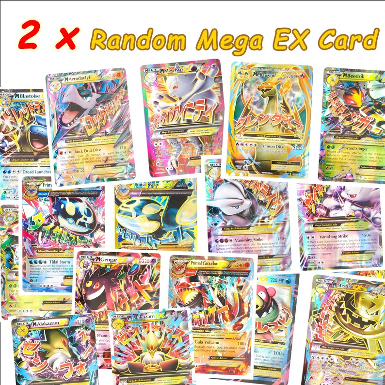 Pokemon Card Custom Random Set of 12 Cards GX Mega Ex, Ex, V Free ...
