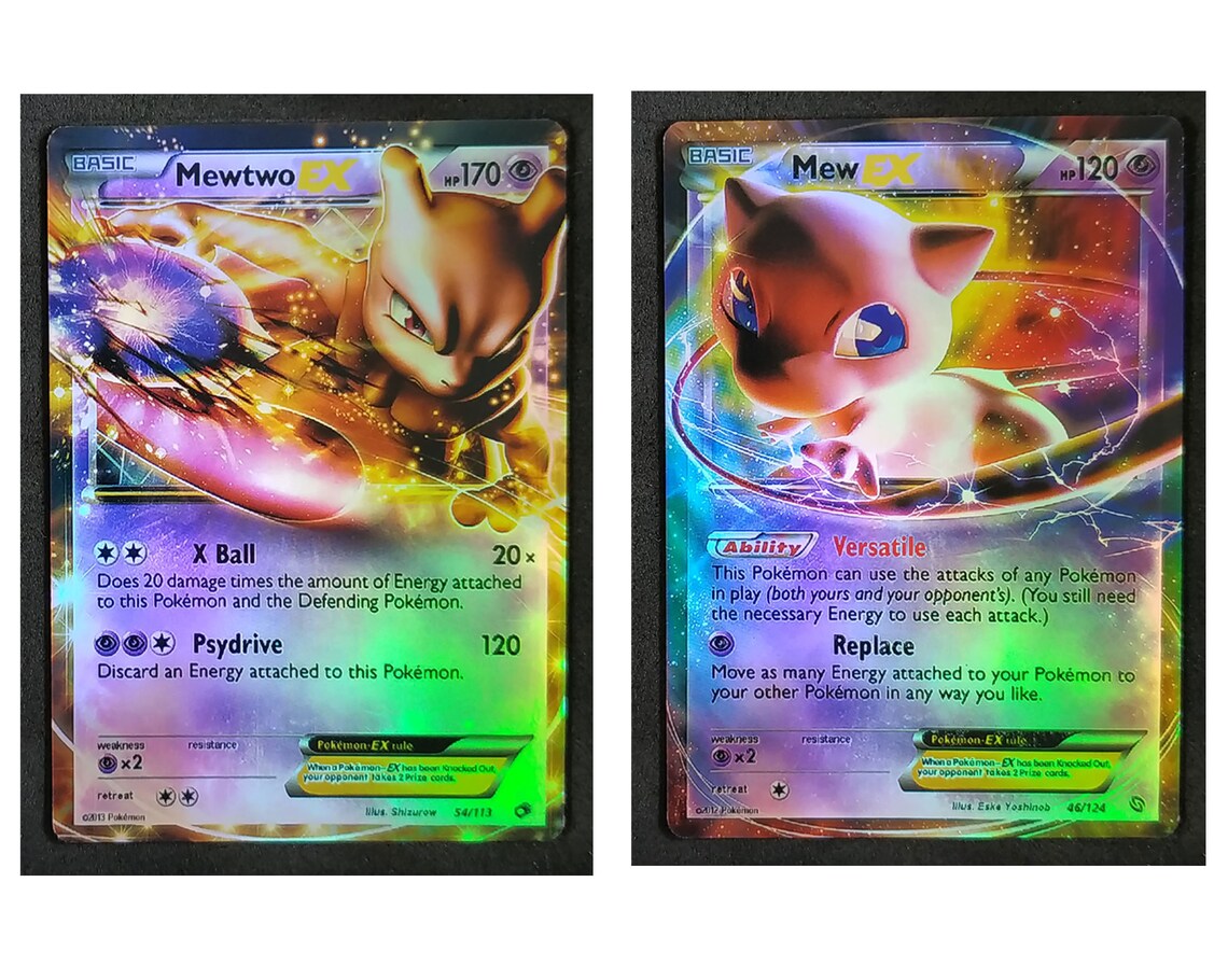 Mewtwo & Mew Set of 6 Cards Tag Team Card, Mega EX Card, EX Cards ...
