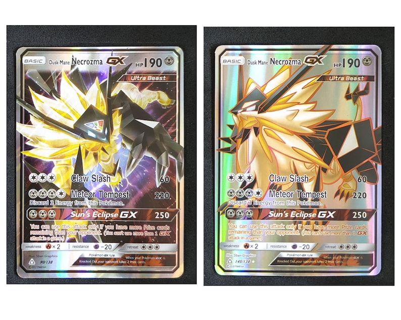 Necrozma GX Card Set, Dawn Wing, Dusk Mane, Ultra, Glossy Finish - Etsy