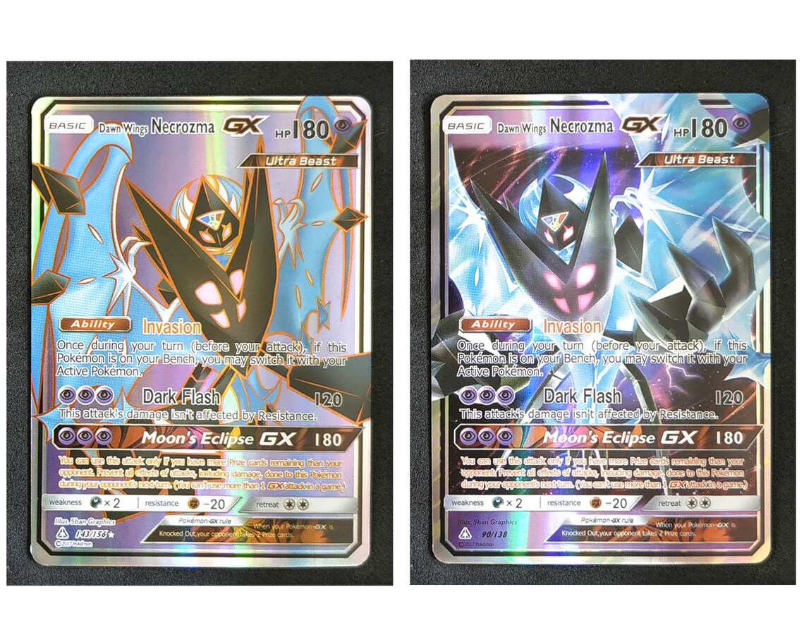 Necrozma GX Card Set, Dawn Wing, Dusk Mane, Ultra, Glossy Finish - Etsy
