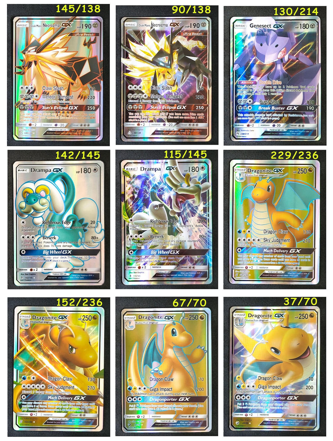 Dragonite, Dusk Mane Necrozma, Drampa, Genesect - Single Card (paper or ...