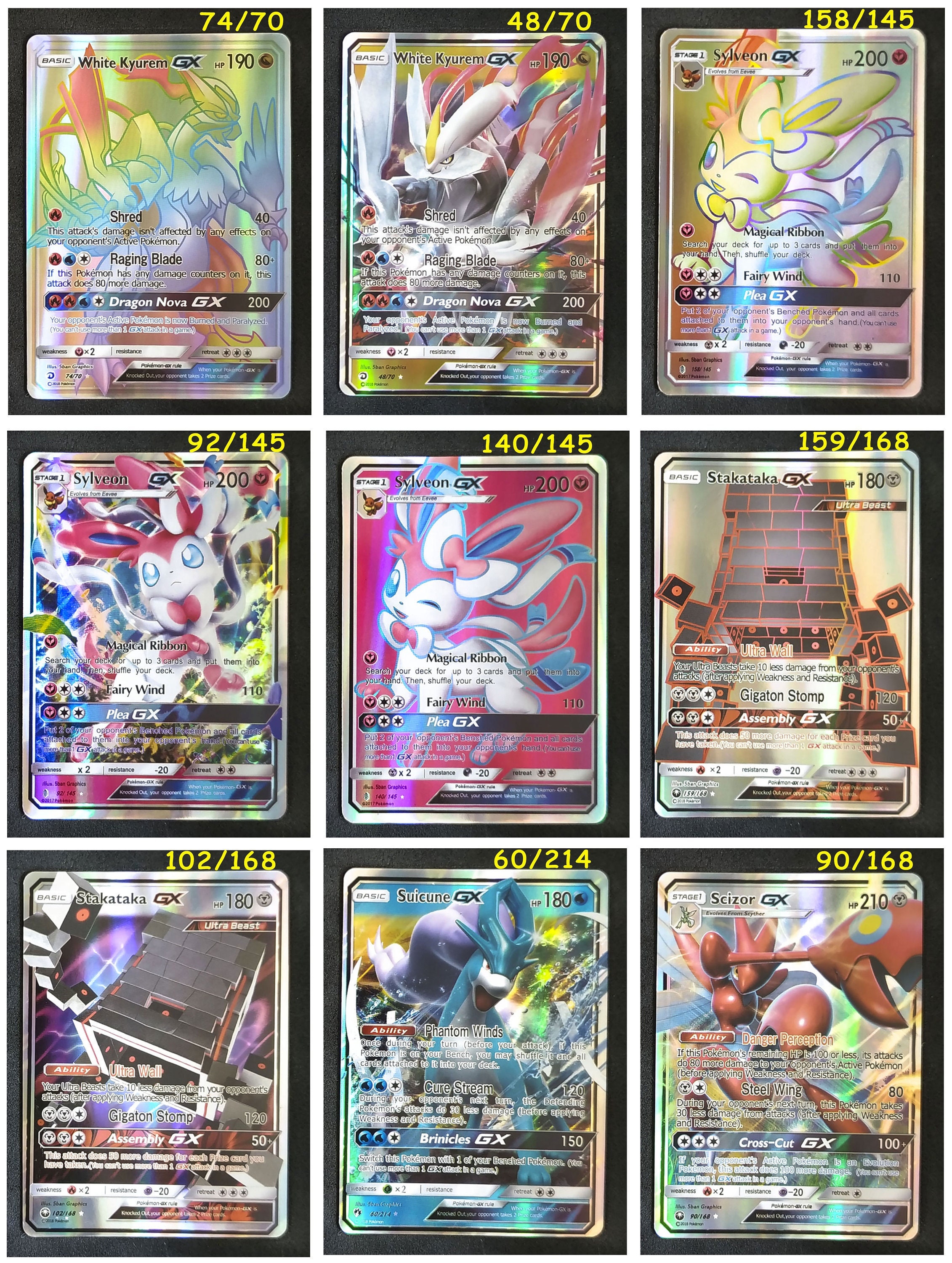 Sylveon, White Kyurem, Suicune, Scizor, Stakataka - Single Card (paper ...