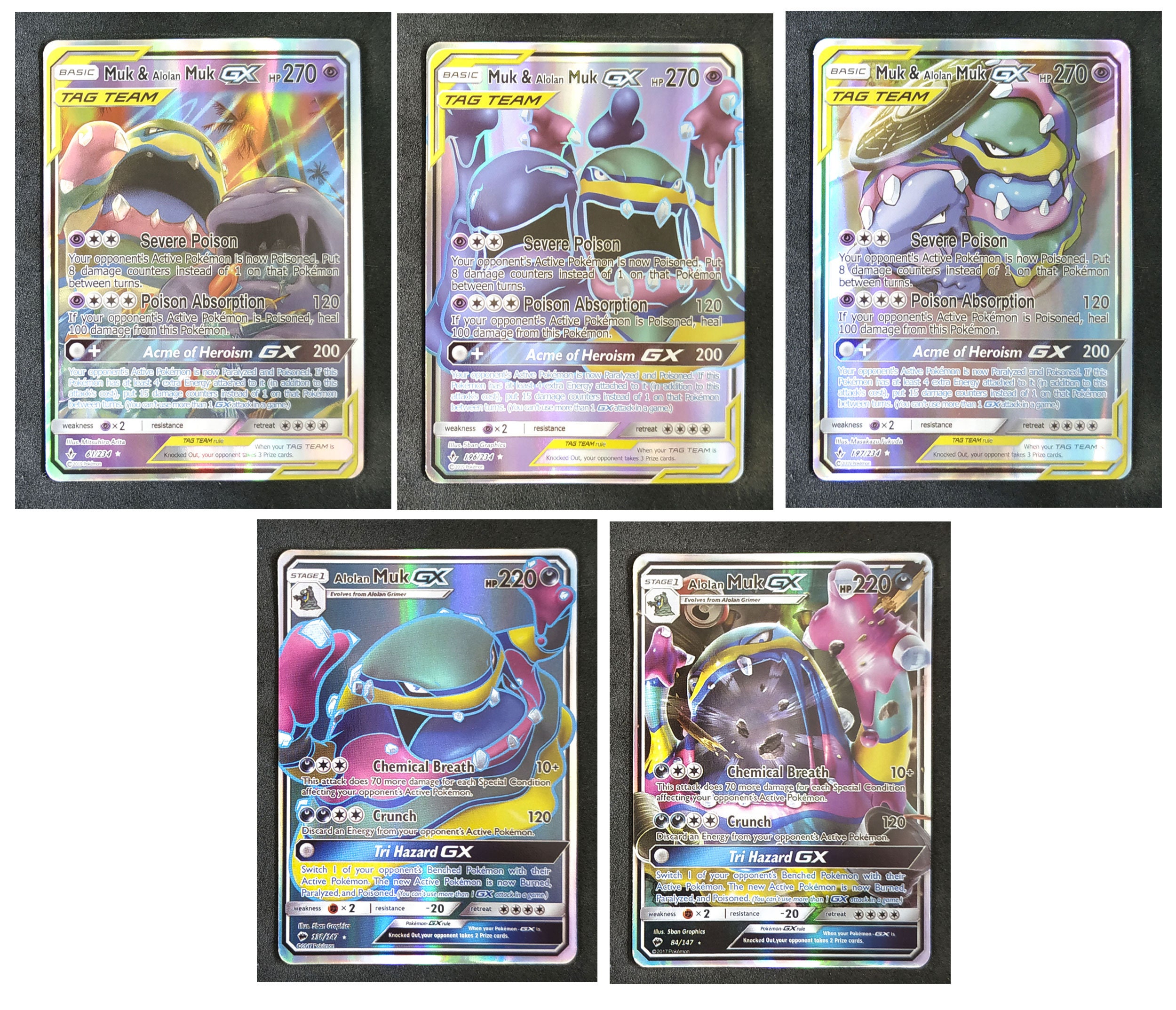 Muk, Alolan Muk Set of 5 Cards - Tag Team Card, GX Card - Custom Card ...
