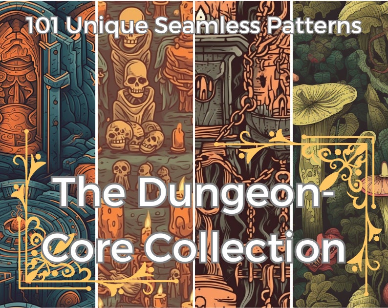 The Dungeon-core Collection Bundle - 101 Seamless Patterns Immediate ...