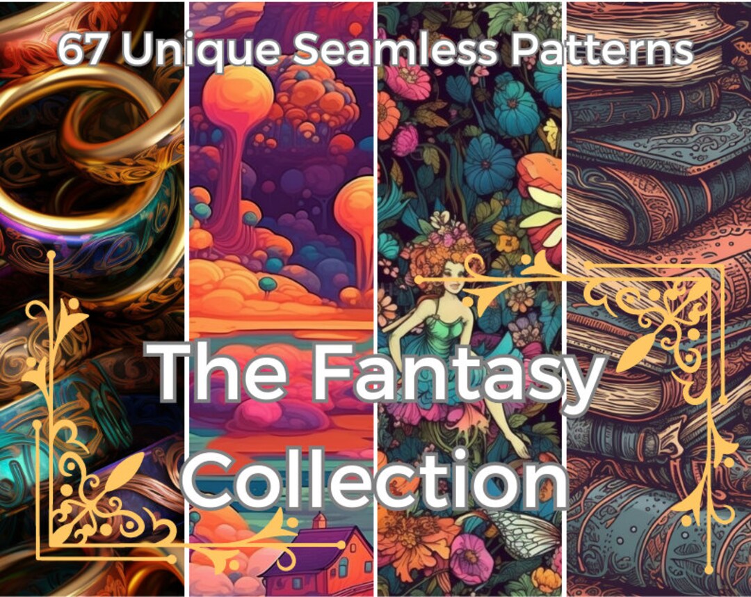 The Fantasy Collection Bundle - 67 Seamless Patterns Bundle Immediate ...