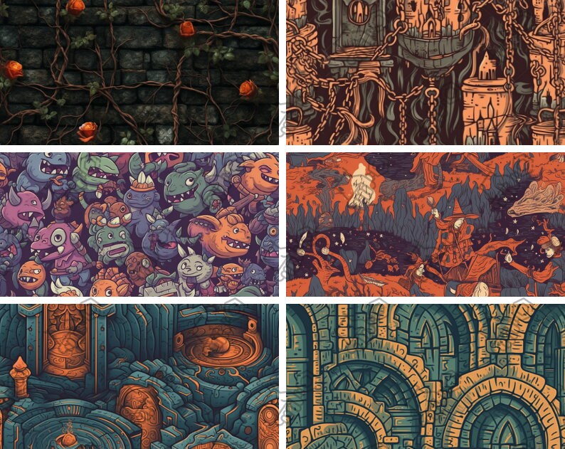 The Dungeon-core Collection Bundle - 101 Seamless Patterns Immediate ...