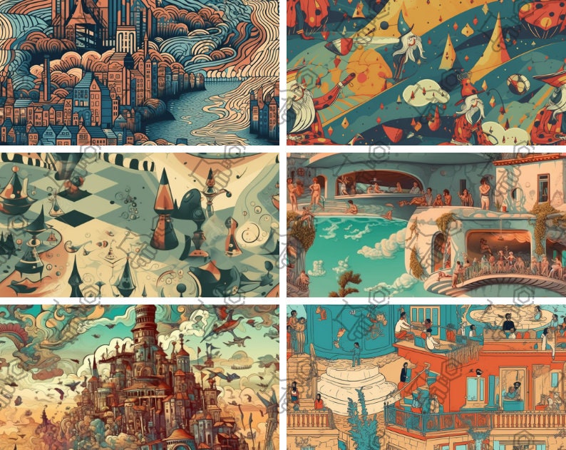 The Surreal-scapes Collection Bundle - 40 Seamless Patterns Immediate ...