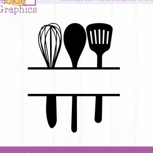 Kitchen Utensils Split Monogram Frame SVG Digital Download - Etsy