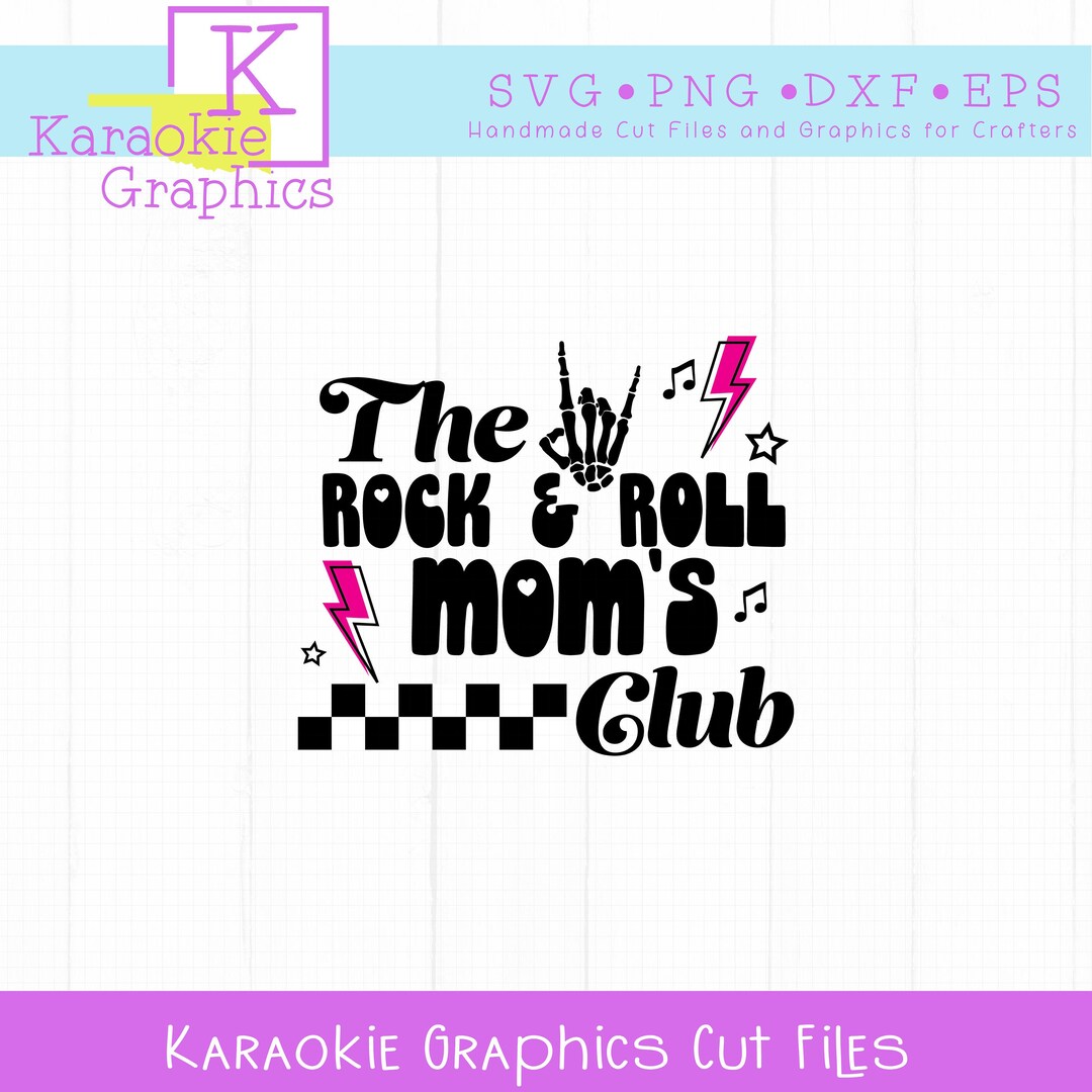 Rock and Roll Mom Club SVG With Skeleton Hand, Lightning Bolt SVG, Cool ...