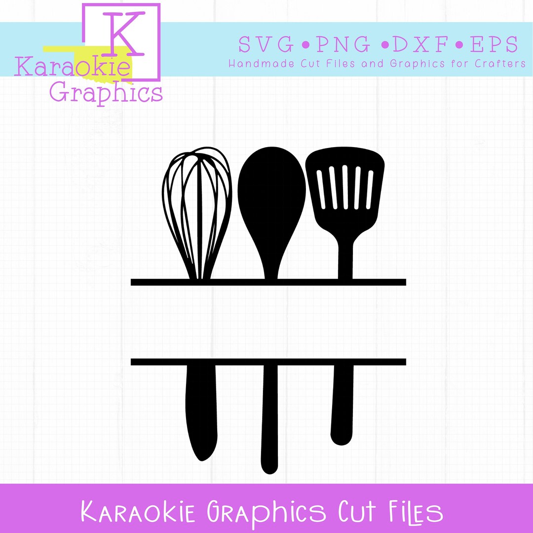 Kitchen Utensils Split Monogram Frame SVG Digital Download - Etsy