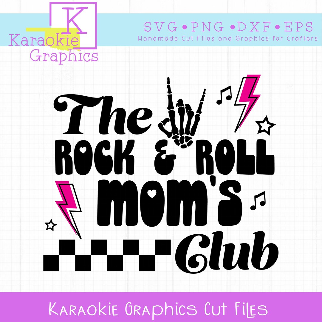 Rock and Roll Mom Club SVG With Skeleton Hand, Lightning Bolt SVG, Cool ...