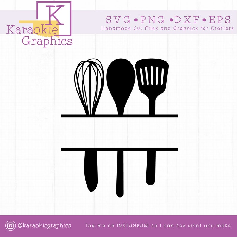 Kitchen Utensils Split Monogram Frame SVG Digital Download - Etsy