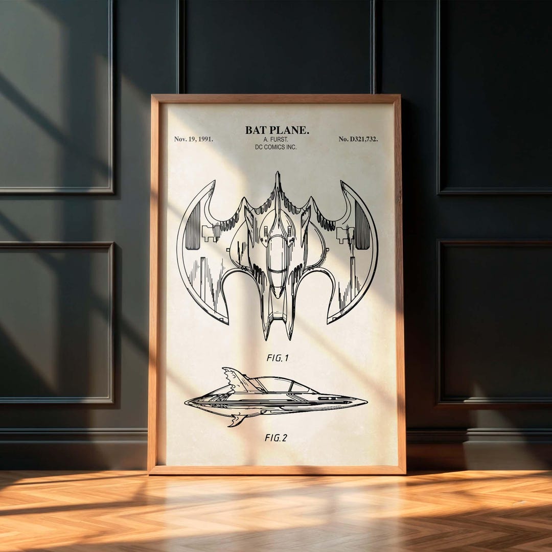 Bat Superhero Patent Wall Art | Comic Movie Bat Themed Patent Print ...