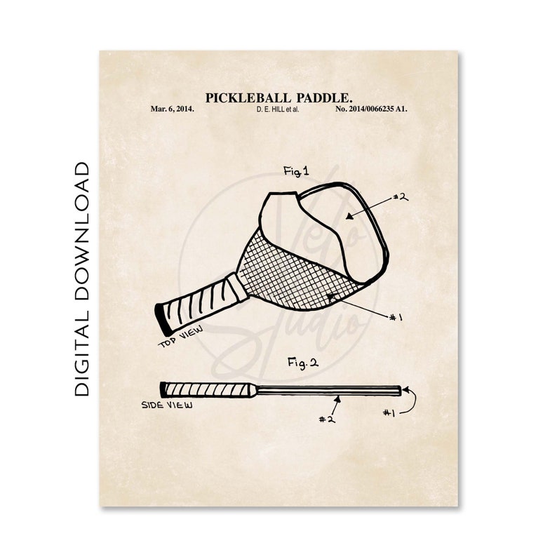 Pickleball Wall Art Set | Pickleball, Court and Paddle Patent Prints ...