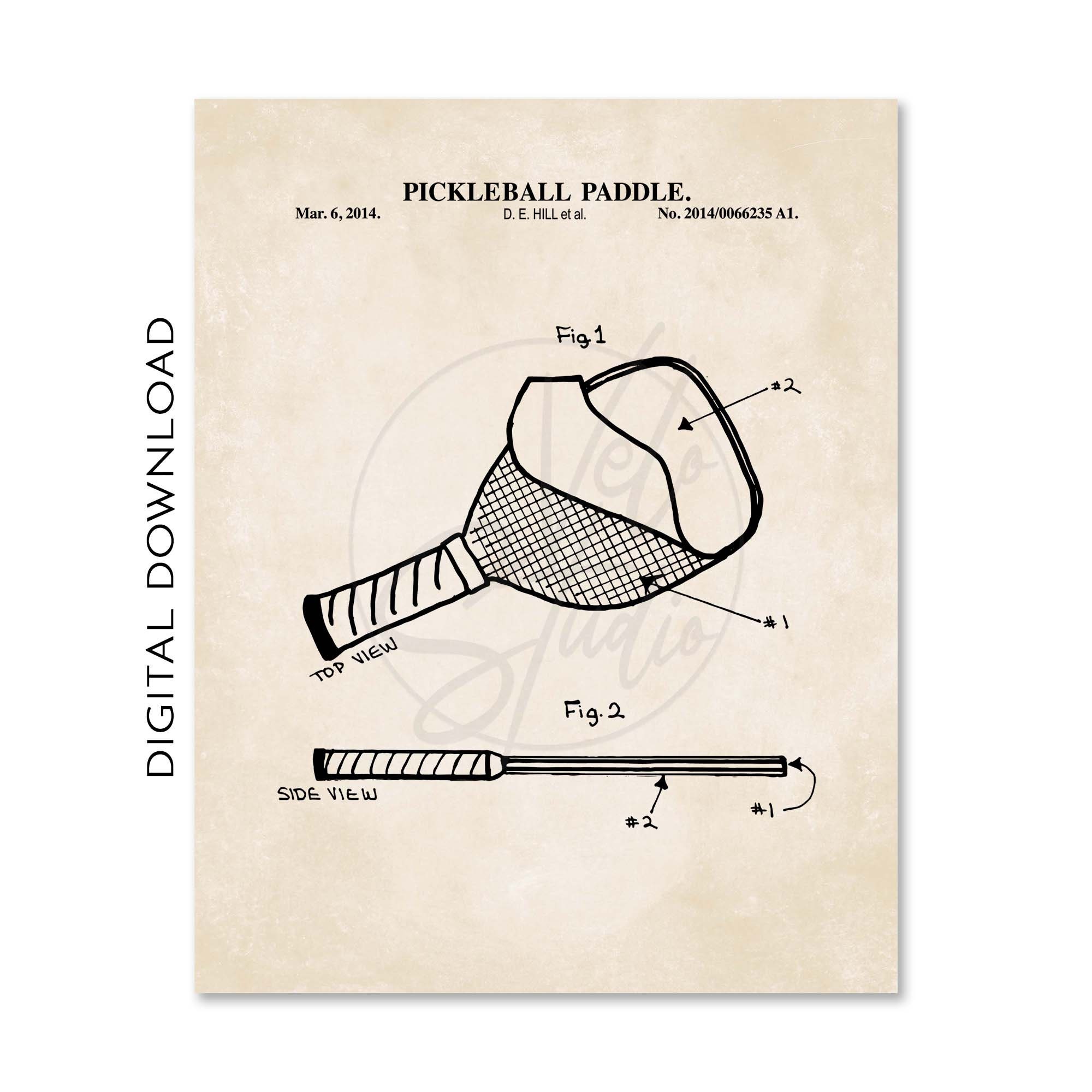 Pickleball Wall Art Pickle Ball, Pickleball Court and Paddle Patent ...