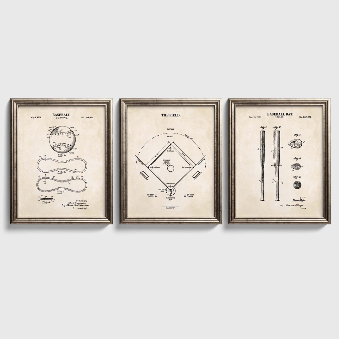 Baseball Wall Art | Patent Prints for Baseball, Baseball Bat and ...