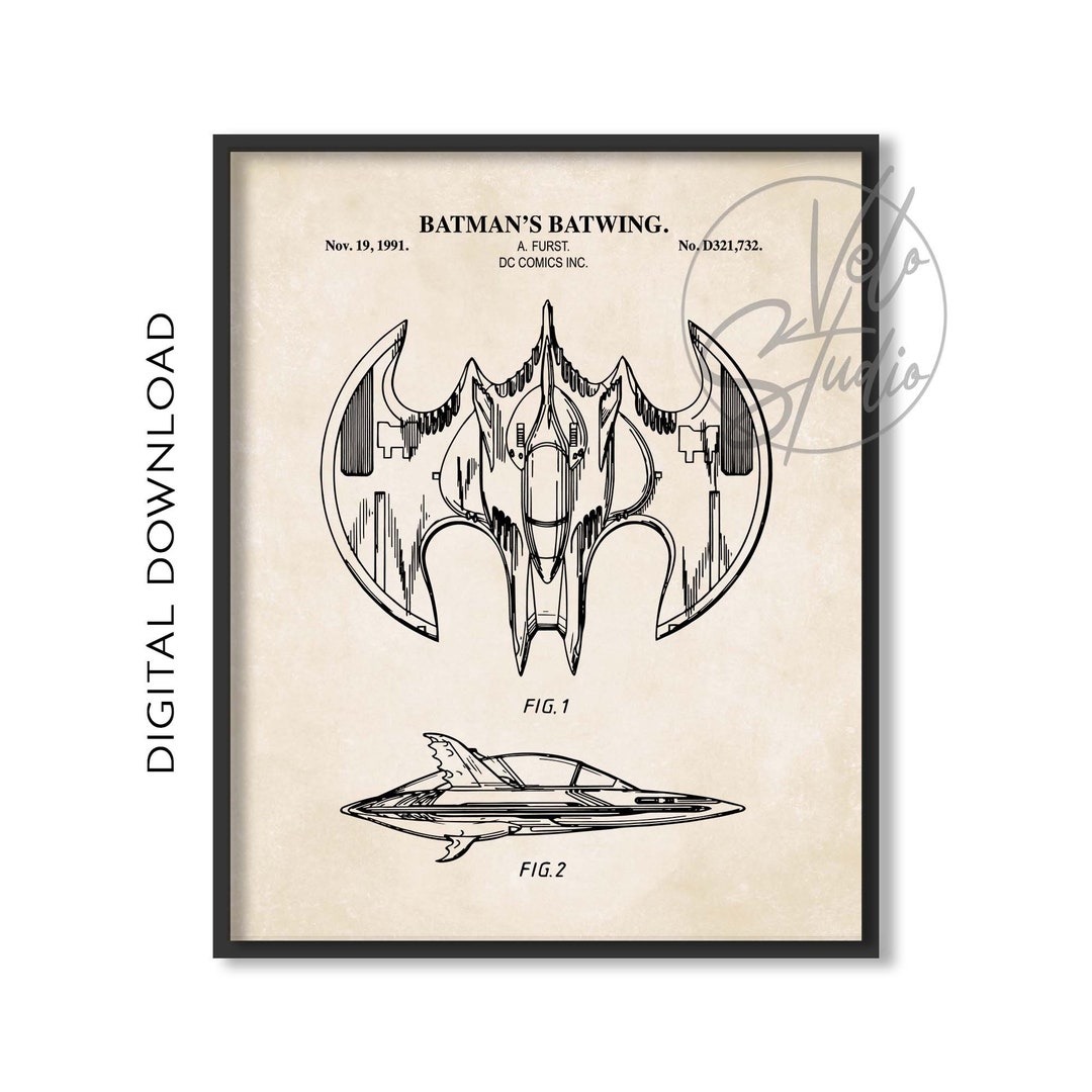 Bat Superhero Patent Wall Art Comic Movie Bat Themed Patent Print ...