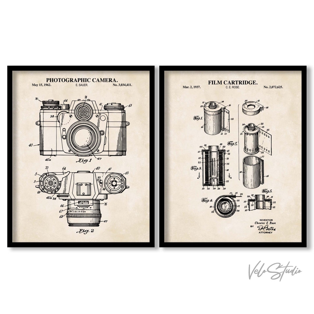 Vintage Film Camera Patent Wall Art Set 2 Unframed Prints Set Includes ...