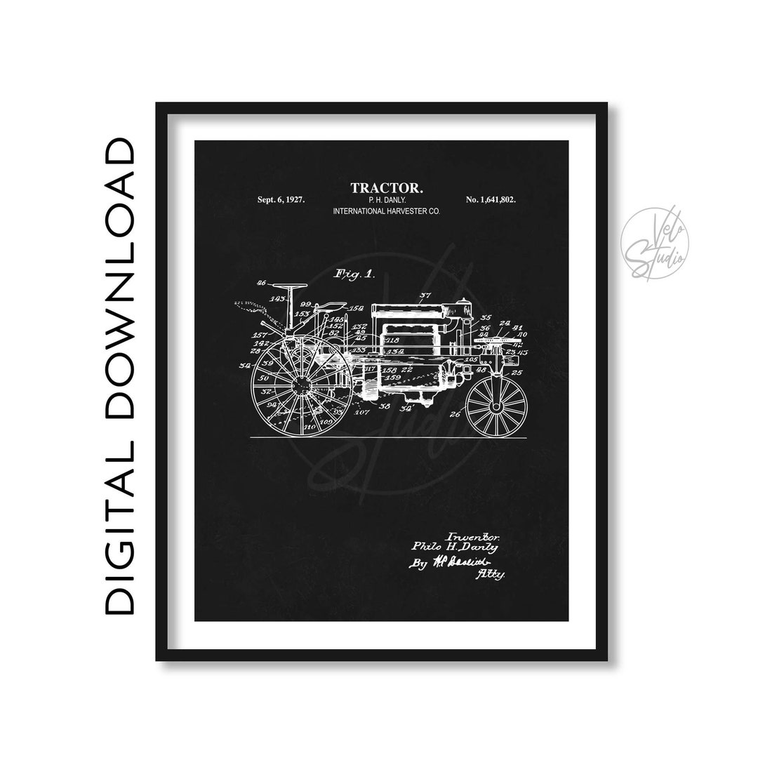 Tractor Poster Antique 1927 Tractor Patent Print Chalkboard Farm Print ...